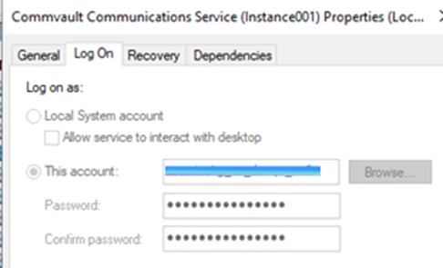 Using a gMSA account in an MSSQL backup and the problem after the Commvault Service Pack upgrade ...