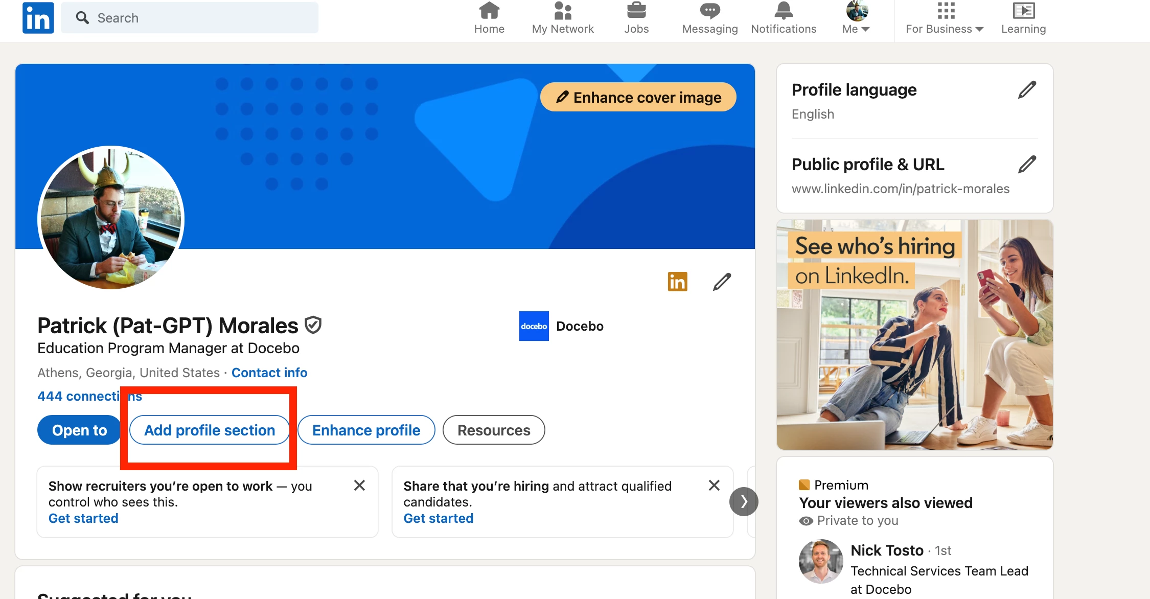 From the dropdown, select "Licenses & Certifications."