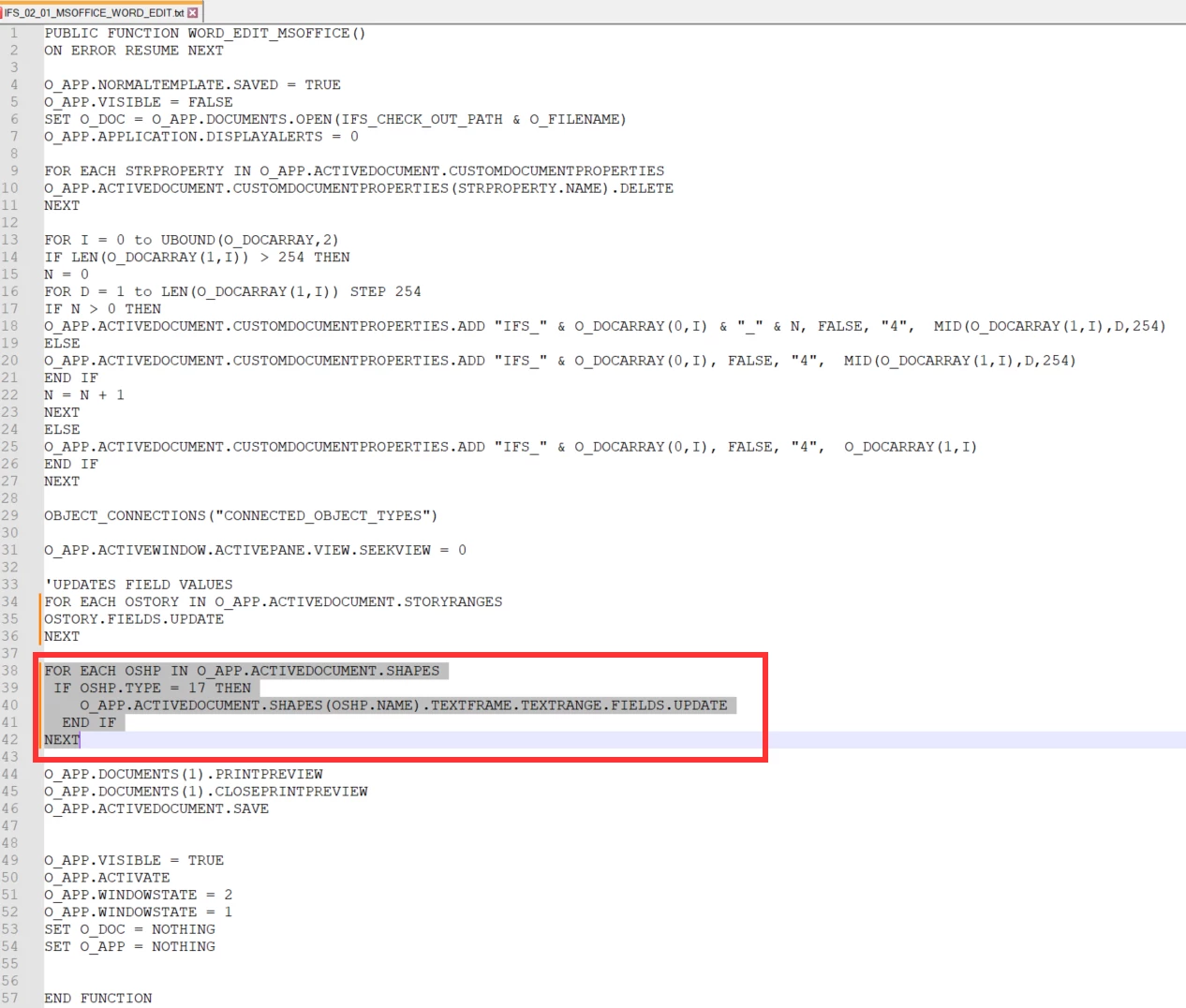 Images In Word Document Are Not Displayed When IFS Macros Are Active 