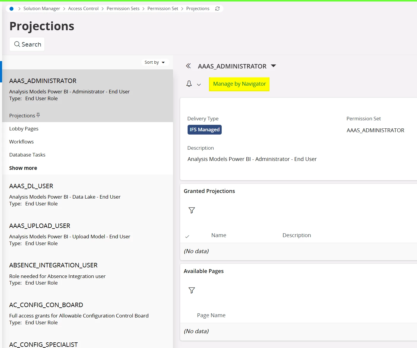 Export the Navigator tree as the basis for functional roles and end ...