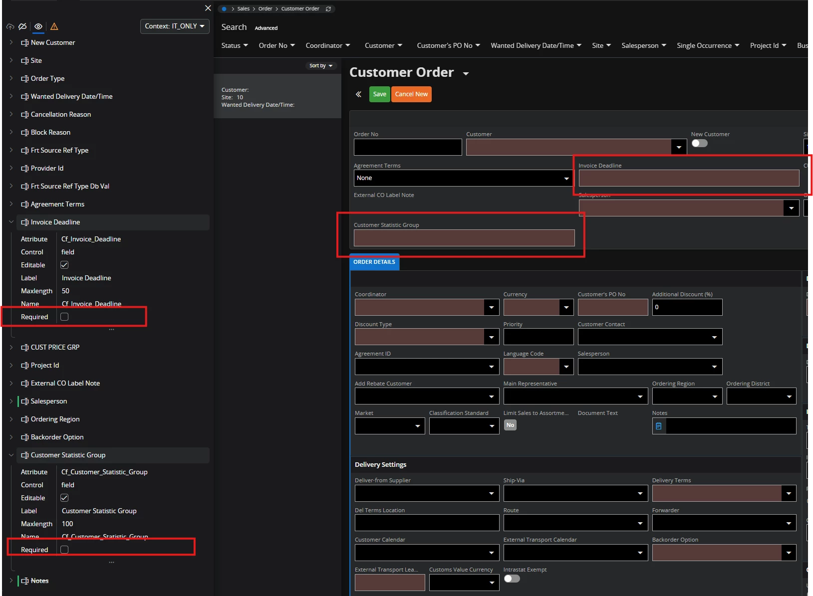 Non required fields are highlighted red | IFS Community