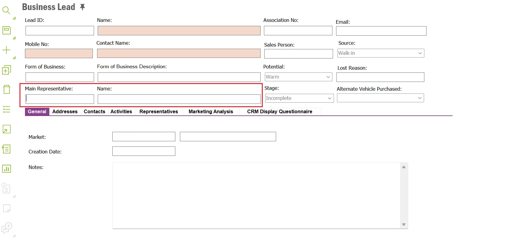 How to create main representative in IFS which we use in business lead form? | IFS Community