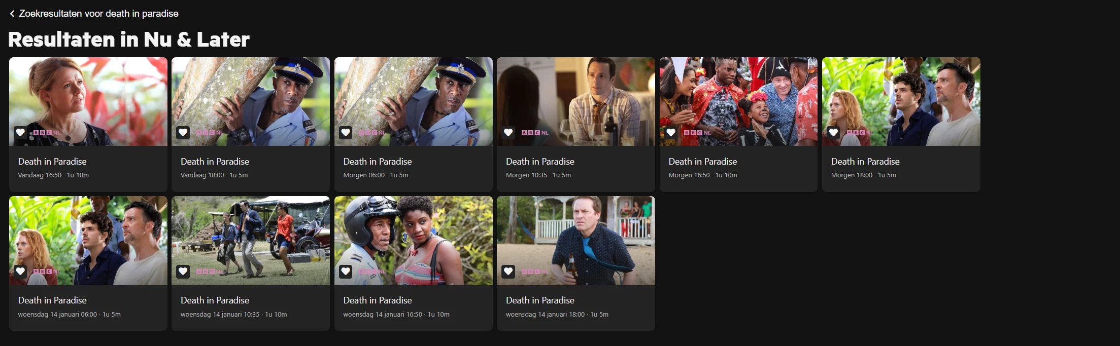 Zoekresultaten voor 'Death in Paradise' kloppen niet in de webgids ...
