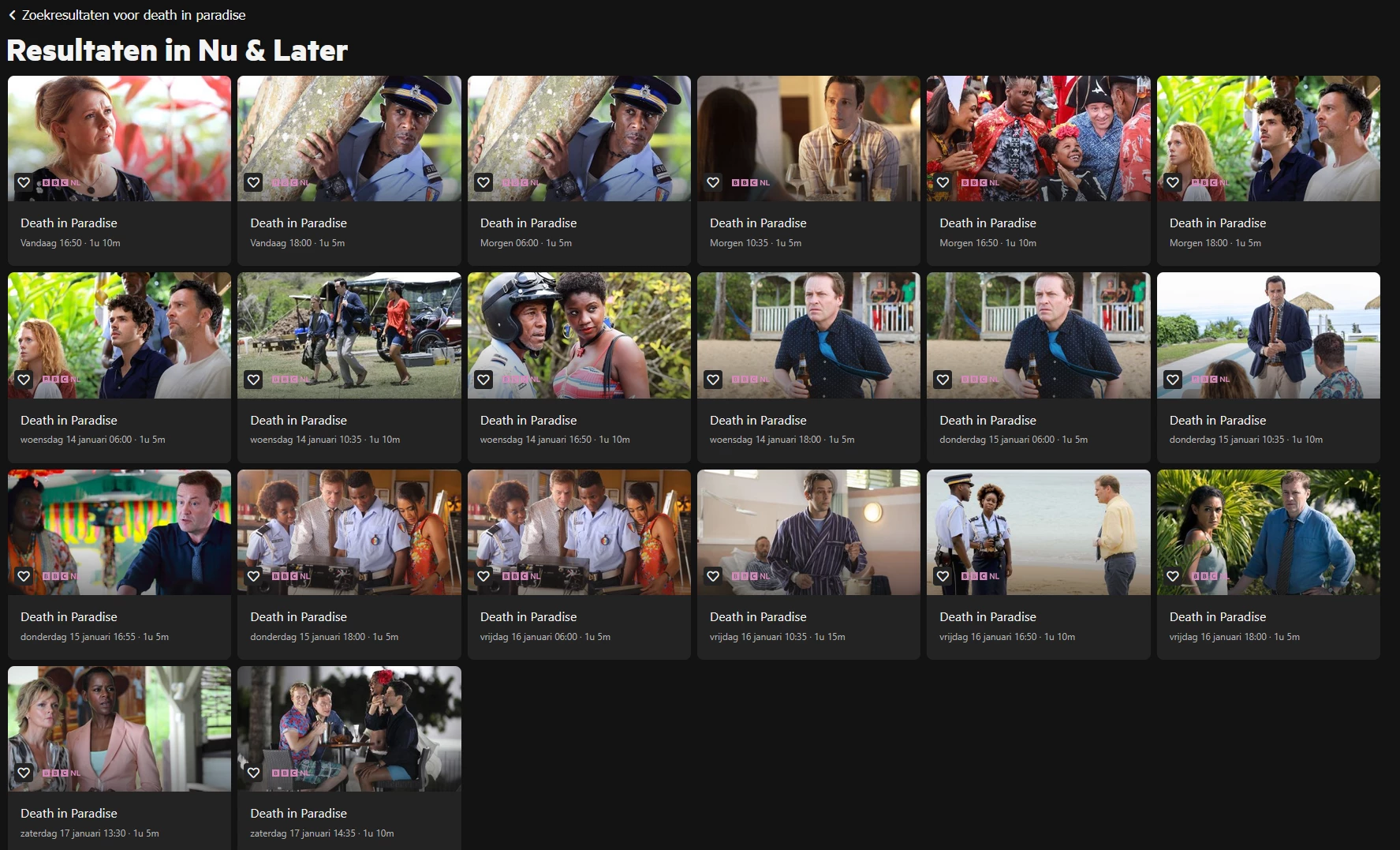 Zoekresultaten voor 'Death in Paradise' kloppen niet in de webgids ...