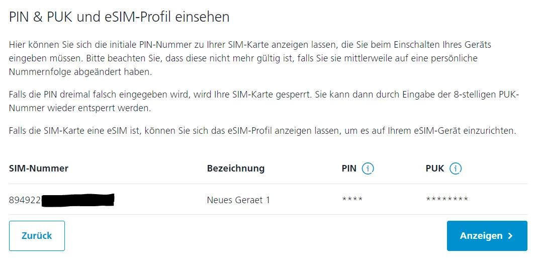 PIN and PUK | O₂ Community
