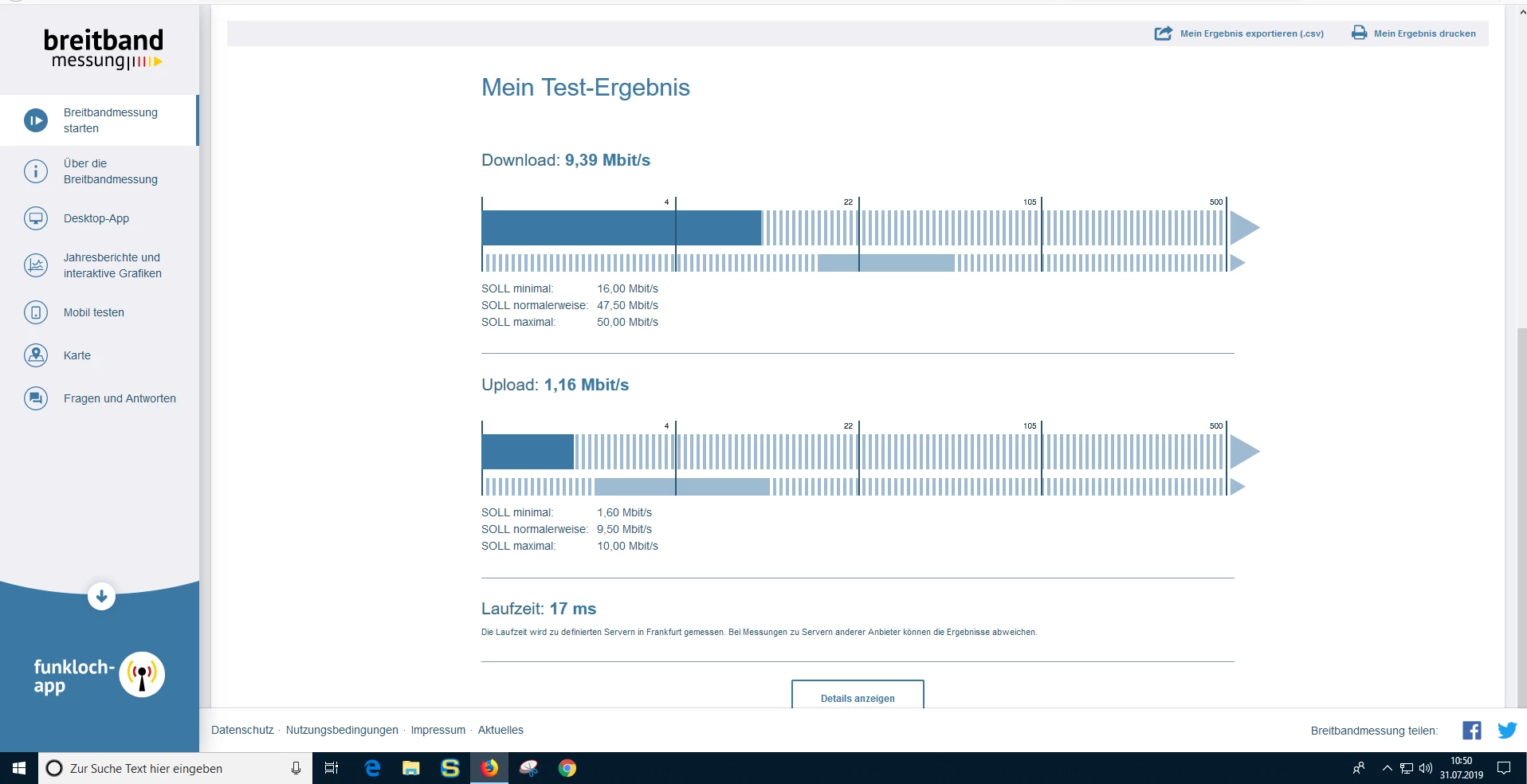 DSL Geschwindigkeit von 50 MB/s auf 9 MB/s download in der Regel nur 1 ...
