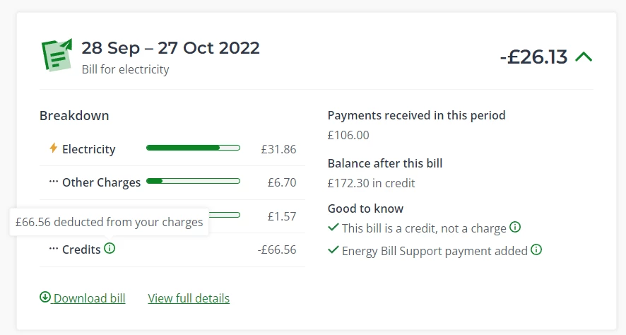Put a line of text onto the summary part of the bill to say an entry ...