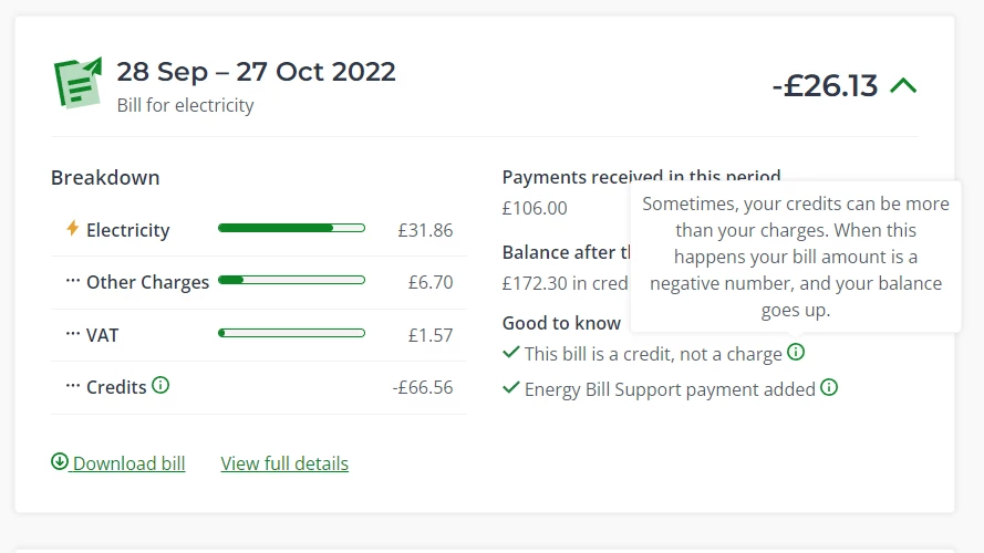Put a line of text onto the summary part of the bill to say an entry ...