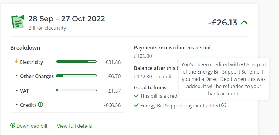Put a line of text onto the summary part of the bill to say an entry ...