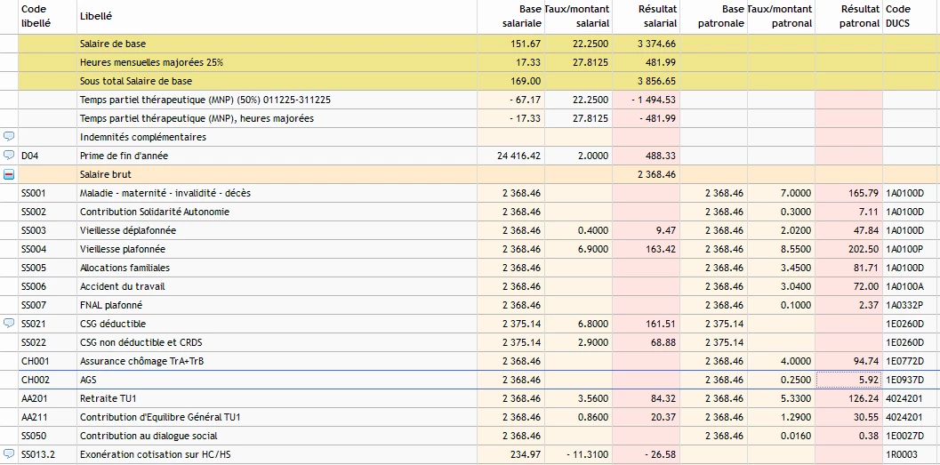 EXONERATION HEURES SUPPLEMENTAIRES ABSENCE MOIS COMPLET | Silae