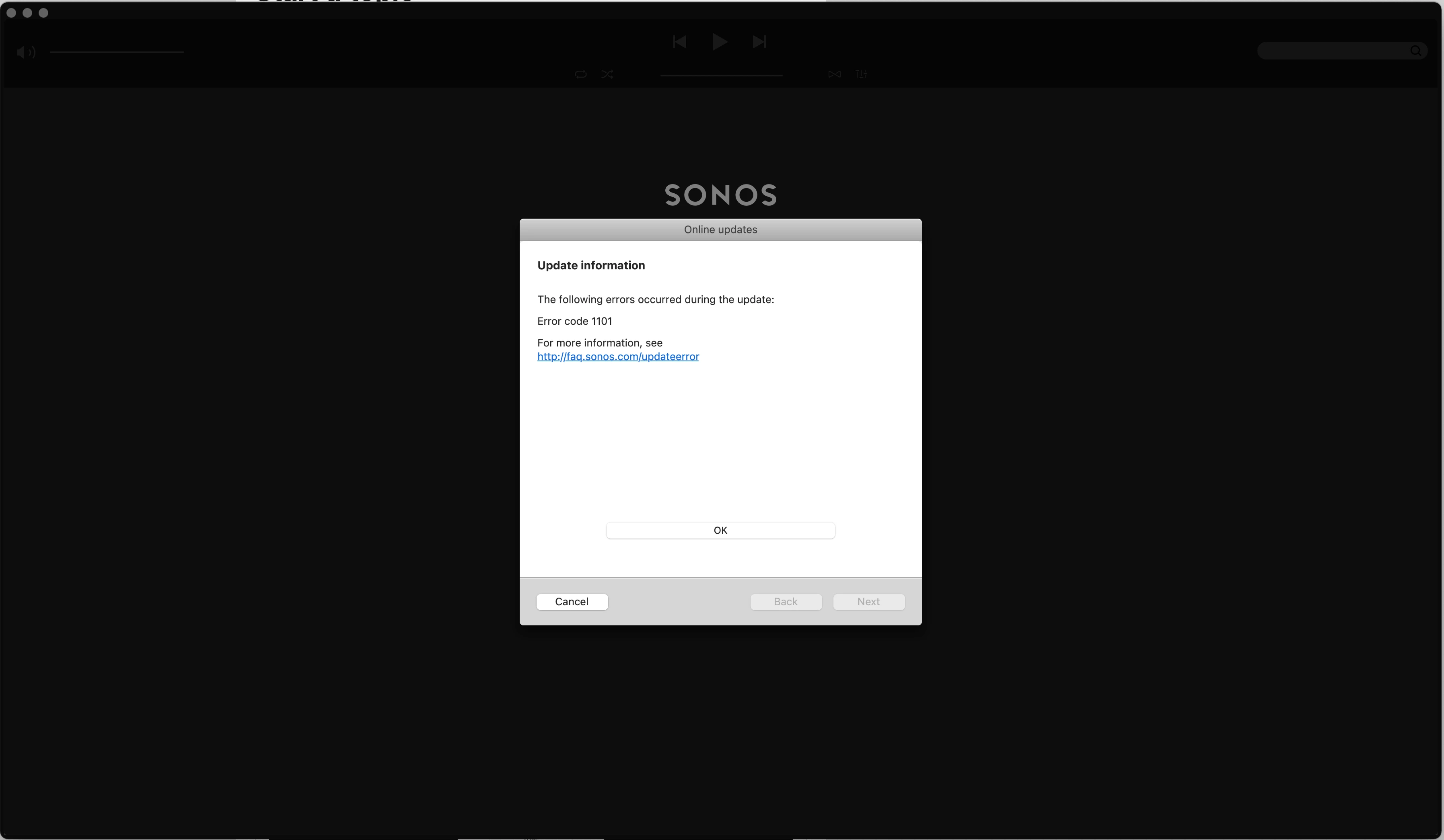 1101 Error I Tried Everything On This Forum Sonos Community