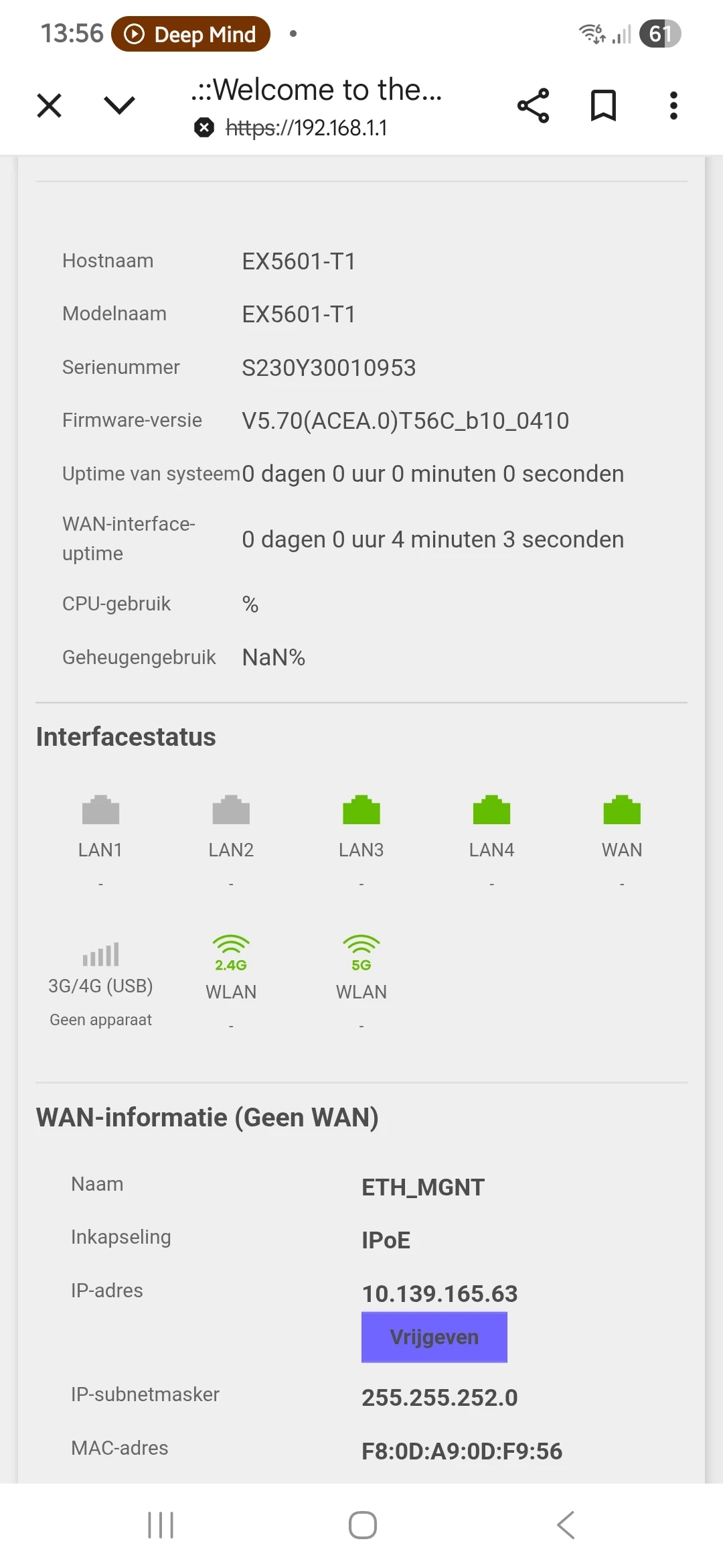 bij inloggen modem 192.168.1.1 melding onveilige site? | Odido community