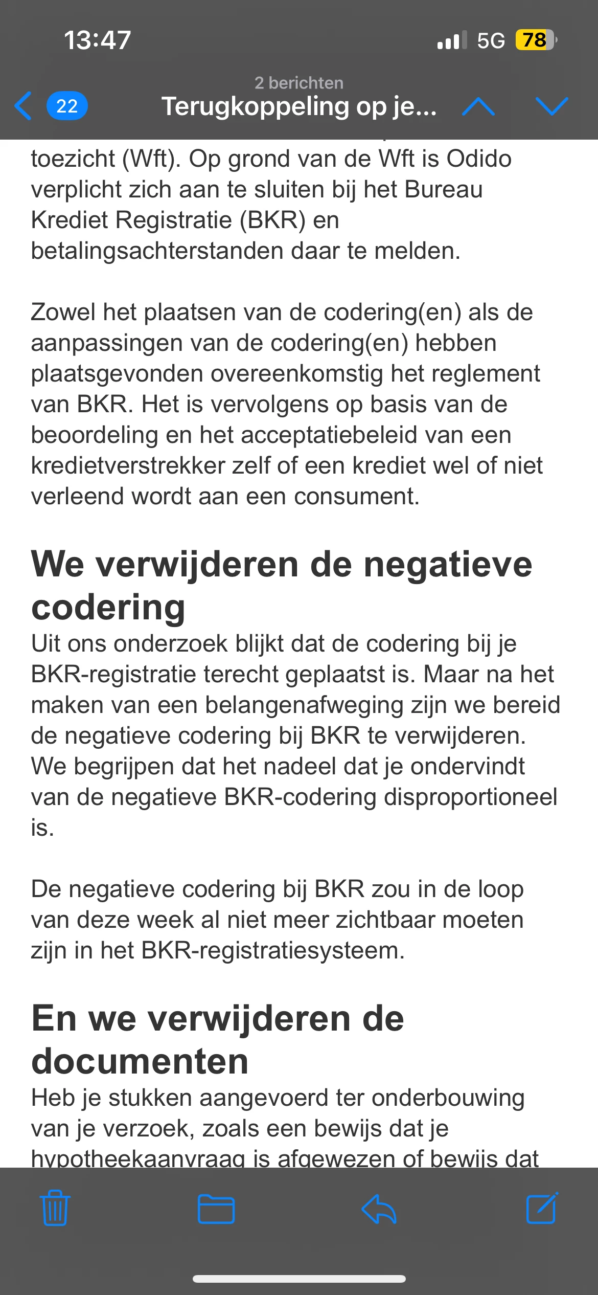 Verzoek verwijdering negatieve codering BKR doorgeven BKR | Odido community