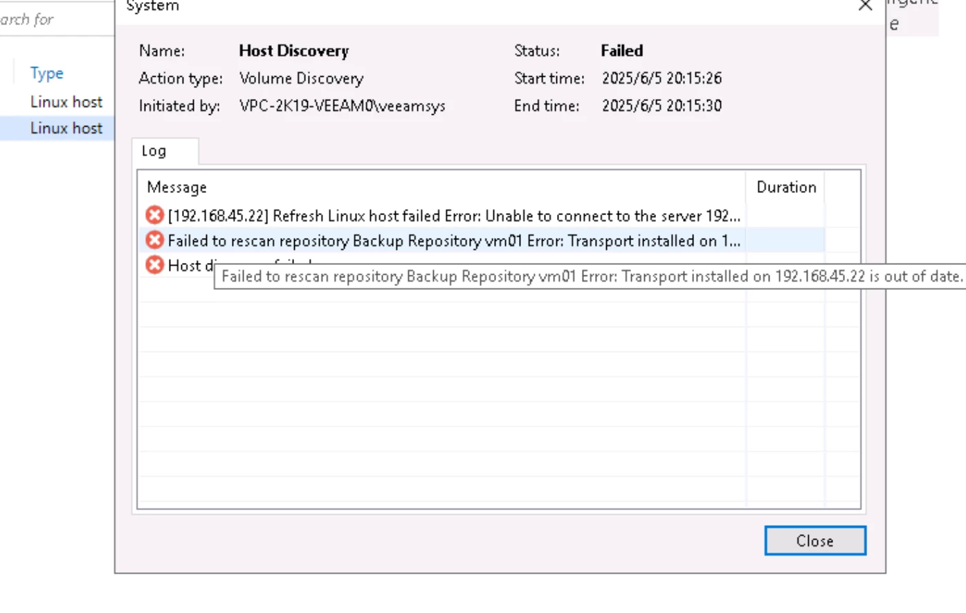 After upgrading to 12.3.1, the client agent was updated, but the Linux encrypted storage host ...